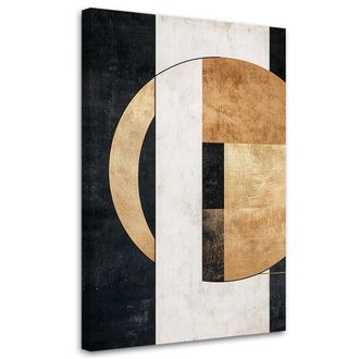 Feeby Bild auf Leinwand - Wandbilder Wohnzimmer Aesthetic - Geometrische Abstraktion in Schwarz und Gold - 70x100 1tlg - Schlafzimmer Wandekoration - Bilder