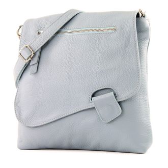 modamoda.de T146 - ital. Umh&auml;ngetasche Schultertasche aus Leder, Farbe:Eisblau2021