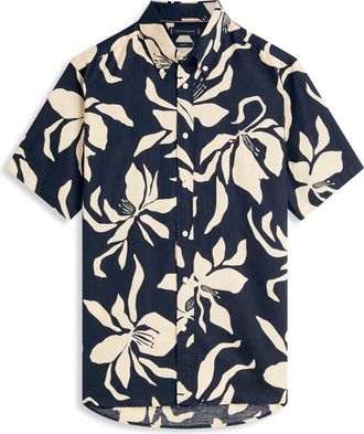 Tommy Hilfiger Kurzarmhemd aus Baumwolle und Leinen mit Print, Regular Fit in