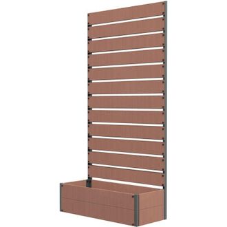 OUTSUNNY Jardini&egrave;re treillis haut H.180 cm aluminium anthracite composite effet bois