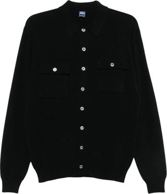 Fedeli Cardigan &agrave; col classique - Homme - Pulls - Noir - Taille: 3XL