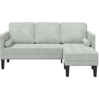 vidaXL 3-Sitzer Sofa mit Chaise L-f&ouml;rmig Hellgrau 160 cm Samt vidaXL541326