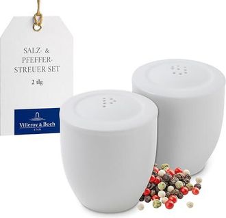 Villeroy & Boch For Me Ensemble salière et poivrière, distributeurs dépices décoratifs en porcelaine premium, adapté au lave-vaisselle, blanc
