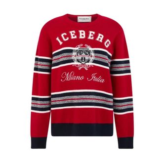 Iceberg Rundhals-Pullover - - Knitwear - Damen - Rot - S
