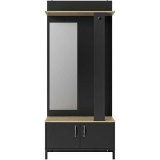 Gami Gami - Meuble dentree 2 portes - Made in France - Decor chene sonoma et noir - l 81 x h 190 x p 37 cm - store