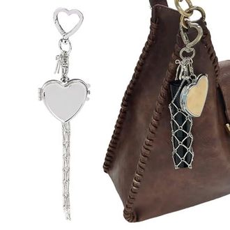 Generic Porte-rouge &agrave; l&egrave;vres - Breloque de sac en m&eacute;tal avec miroir, porte-cl&eacute;s brillant &agrave; l&egrave;vres pour femmes, adolescentes, filles, sac &agrave; main, sac &agrave; main, f