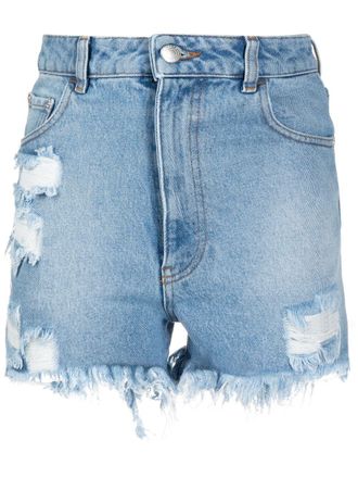 GCDS short en jean à effet usé - Bleu