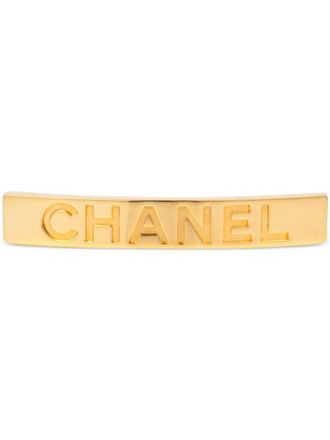 Chanel 1997 Haarspange mit Logo - Gold