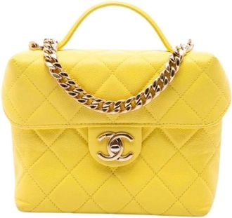 Chanel Sac bandouli&egrave;re matelass&eacute; en cuir caviar Pre-owned - Femme - Pre-owned - Jaune - Taille: ONE Size