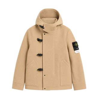 Stone Island Manteau Court Lourd en Melton - Homme - Vestes - Beige - Taille: XS