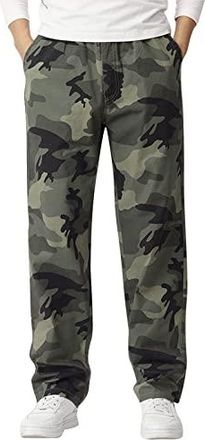 Generic Pantalon camouflage pour homme - Pantalon baggy &agrave; jambe droite - Pantalon de marche r&eacute;tro imprim&eacute; - Pantalon streetwear - Pantalon de style hip-hop Y2