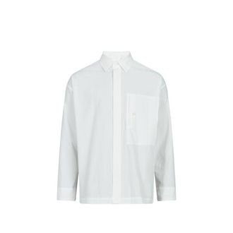 Issey Miyake Chemise coupe droite en coton m&eacute;lang&eacute;