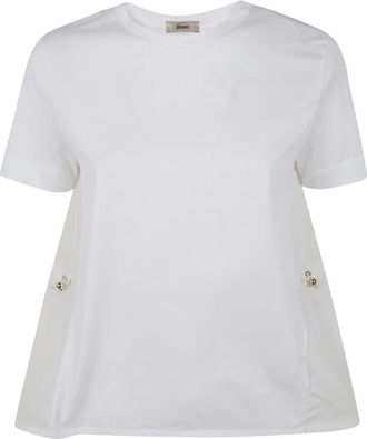 Herno Chic Baumwoll-Jersey & Techno-Taft T-Shirt - - Tops - Damen - Wei&szlig; - M