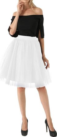Minetom Damen T&uuml;llrock Rockabilly Tutu Rock Hohe Taille Ballett Unterrock Kurz Petticoat Vintage Karneval Party Knielang Unterrock Skirt Wei&szlig; XS