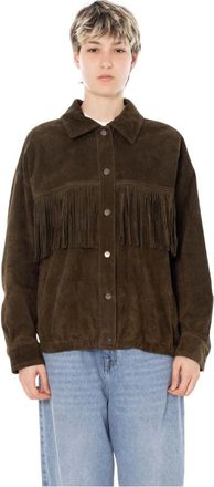 Vicolo Femme, Vestes, Vert, Taille: 38 FR Veste &agrave; Franges en Daim
