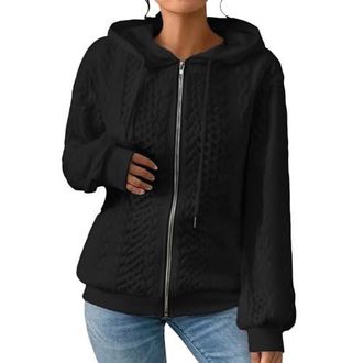 Generic Sweat à capuche de couleur unie pour femme - Tendance et décontracté - Couleur pure - Manches longues - Fermeture éclair - Pull à capuche - Vêtements 