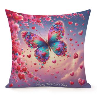 Generic Throw Pillow Covers Niedlicher Schmetterling, Alles Gute Zum Tag Der Liebsten, Rote Herzen Sofakissenbez&uuml;ge Maschinenwaschbar Sofakissenh&uuml;llen Weich C