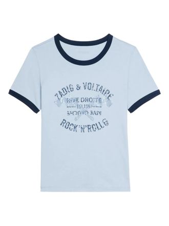 Zadig&Voltaire t-shirt à ornements strassés - Bleu