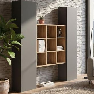 Dmora Kommode Fausto, Wohnzimmer-Set mit 2 T&uuml;ren und Regalen, Wohnzimmer-Buffet, K&uuml;chen-Sideboard, 100% Made in Italy, 170 x 30 x 180 cm, Anthrazit und Ahor