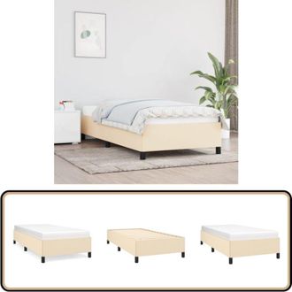 vidaXL Bettgestell ohne Matratze Creme 90x200 cm Stoff - Bettrahmen - Doppelbett - Cremefarbenes Bett - Lattenrost - Boxspringbetten