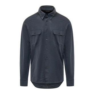 Tom Ford Blend Military Shirt - - Shirts - Herren - Blau - 2XL