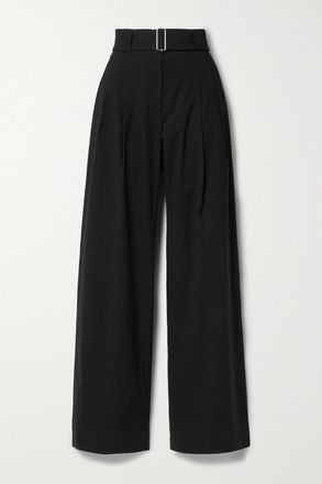 A.L.C. Pantalon Large En Serge De Lin M&eacute;lang&eacute; &Agrave; Plis Et &Agrave; Ceinture Darby - Noir