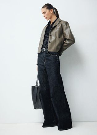 Mango Jacke mit Ledereffekt und Taschen olivengr&uuml;n - Damen - XXL - MANGO