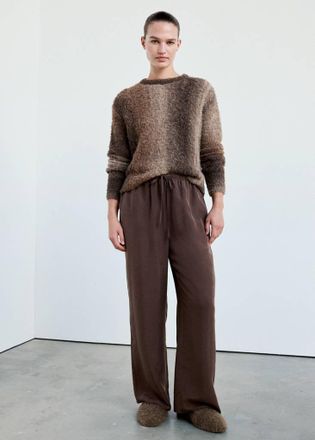 Mango Pull &agrave; rayures verticales estomp&eacute;es marron - Femme - S - MANGO