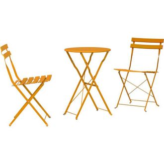 vidaXL Klapp Bistro Set 3 pcs Senfgelb Stahl Vidaxl