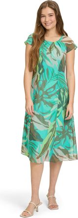 Betty Barclay Damen Chiffonkleid figurbetont 44, Khaki/Blau