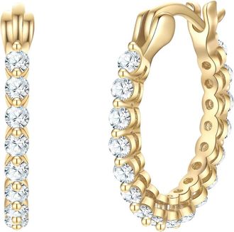 Glanzst&uuml;cke M&uuml;nchen Ohrringe - Sterling Silber Creolen Zirkonia - Gr. unisize - in Gold - f&uuml;r Damen