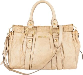 Miu Miu Crossbody Bags - Miu Miu Leather City Handbag - Gr. unisize - in Beige - f&uuml;r Damen