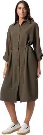 Kocca Femme, Robes, Vert, Taille: 38 FR Robe chemise d&eacute;contract&eacute;e &agrave; manches trois quarts boutonn&eacute;e