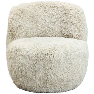 DRAWER Fauteuil rond en imitation fausse fourrure - Beige - Mo