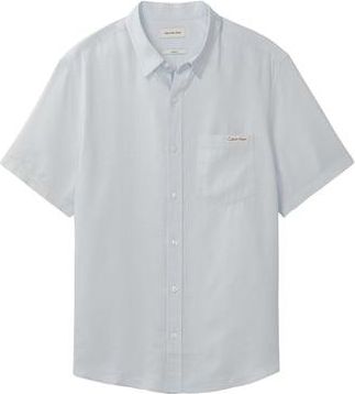 Calvin Klein Chemise droite manches courtes en lin m&eacute;lang&eacute;