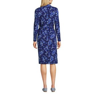 Lands End Wickelkleid aus Baumwolle/Modal-Mix, Damen, Gr&ouml;&szlig;e:40-42 regular, Blau, Baumwolle Modal, by Lands End