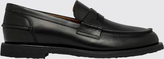 Buttero Pennyloafer aus schwarzem Glattleder mit Riemen und Gummisohle
