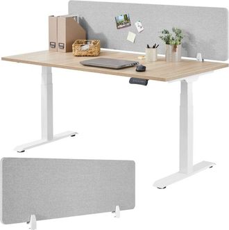 TecTake Tectake - Cloison de bureau Noisy avec coins arrondis - 130 x 40 cm, gris