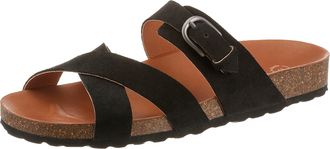 Verbenas Pantolette VERBENAS RUBI SERRAJE, Damen, Gr. 42, schwarz, Veloursleder, unifarben, Schuhe Pantolette, Sommerschuh, Hausschuh, Urlaubsschuh mit verstel