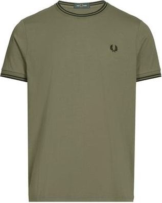Fred Perry Baumwollstickte T -Shirt - Grün