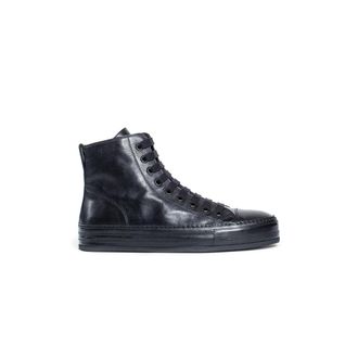 Ann Demeulemeester Raven high-top Sneakers in grained shiny calfksin