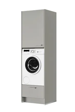 Nobilia Waschmaschinenschrank Touch, Grau, Metall, 63.2x216.6x58.3 cm, Blauer Engel, Pefc, Goldenes M, Made in Germany, DGM-Klimapakt, Waschk&uuml;che, Waschmaschi