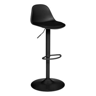 Atmosphera Atmosphera - Tabouret De Bar Aiko Noir, Style Scandinave - Hauteur Réglable, Assise Confortable, avec Repose-Pieds - pour Cuisine, Ilot Central