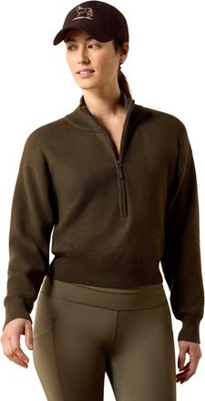 Ariat Womens Foxleigh 1/2 Zip Sweater Long Sleeve in Earth, Size X-Large, by Ariat
