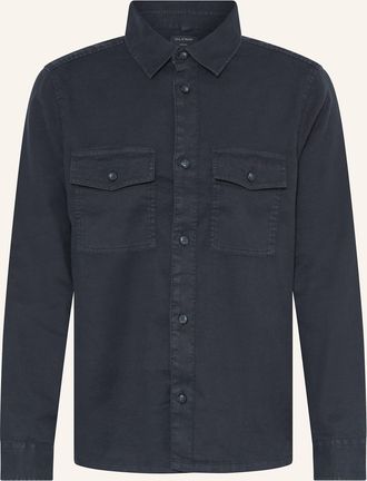 Olymp Overshirt Casual Regular Fit Mit Leinen blau