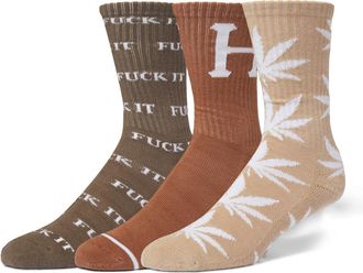 HUF SOCKS VARIETY 3 PACK BROWN