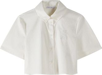 Patrizia Pepe Femme, Blouses et Chemises, Blanc, Taille: 44 FR Camicia Cropped