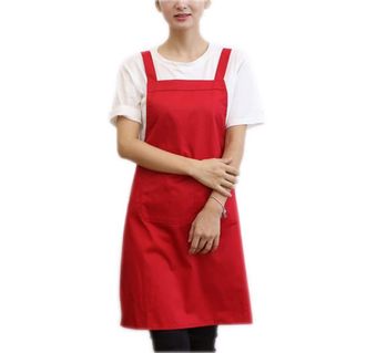 A.Monamour Sch&uuml;rzen Kochsch&uuml;rzen K&uuml;chensch&uuml;rzen Baumwolllatzsch&uuml;rze Mit Verstellbaren Riemen Und Taschen F&uuml;r Die K&uuml;che des Hotelrestaurants In Der Salonbar - Rot