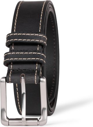 Amazon Essentials Herren Ledergürtel mit genähten Kanten, Schwarz, 85