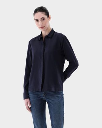 van Laack Boxy Fit Flannel Bluse mit Fischgrätmuster